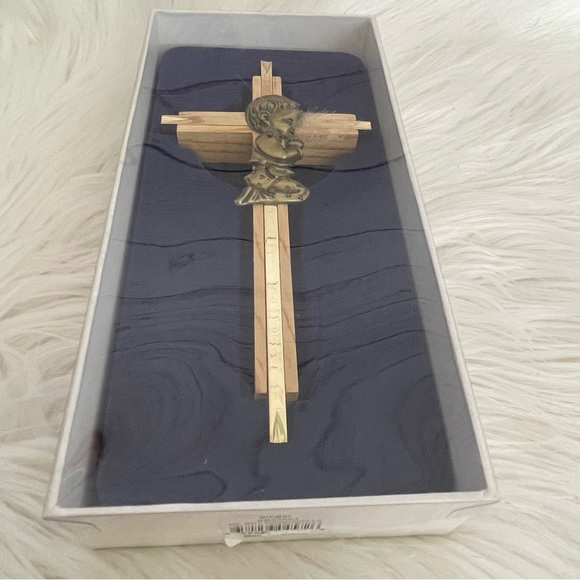 Accents | Singer Wood With Gold Plated Brass Inlay Praying Boy Wall ...